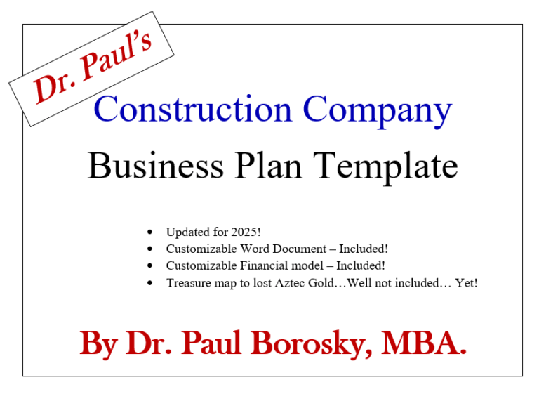 Construction Company Business Plan Template | Dr. Paul Borosky