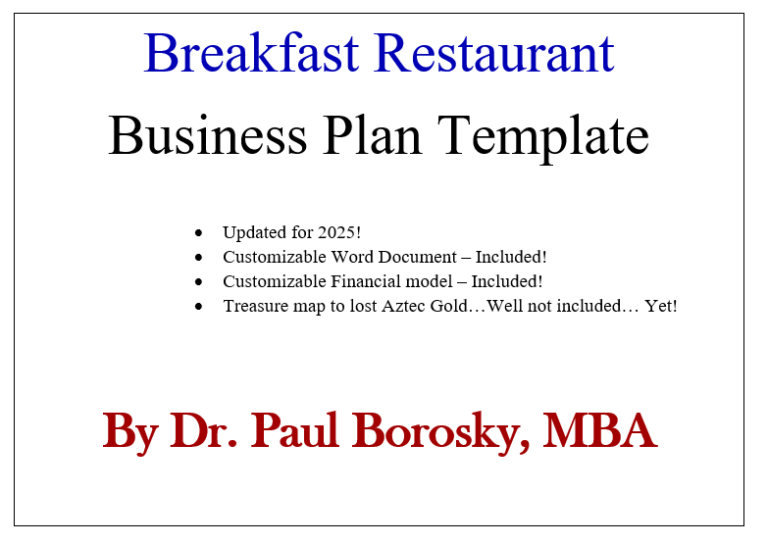 Breakfast Restaurant Business Plan Template | Dr. Paul Borosky